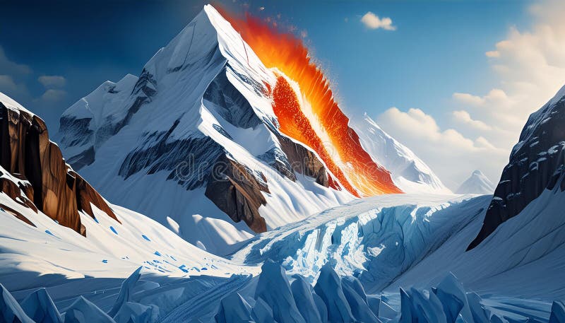 Mountain, Avalanche and Snow Danger with Natural Disaster with ...