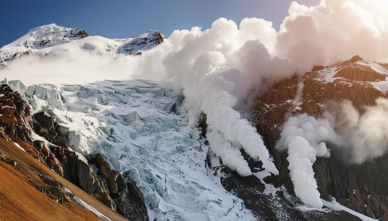 Mountain, Avalanche and Snow Danger with Natural Disaster with ...