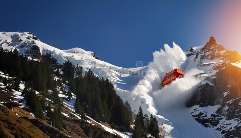 Mountain, Avalanche and Snow Danger with Natural Disaster with ...