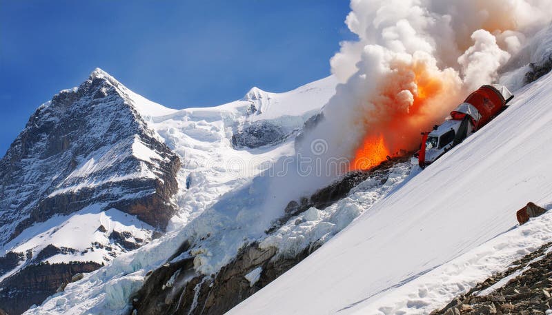 Mountain, Avalanche and Snow Danger with Natural Disaster with ...