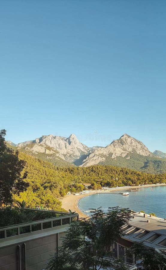 Mountain Beach Sea Summersun Sky Stock Image - Image of terrain, tree ...