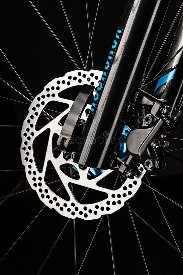 Mountain Bicycle Disk Brake System On Dark Background Stock Photo ...
