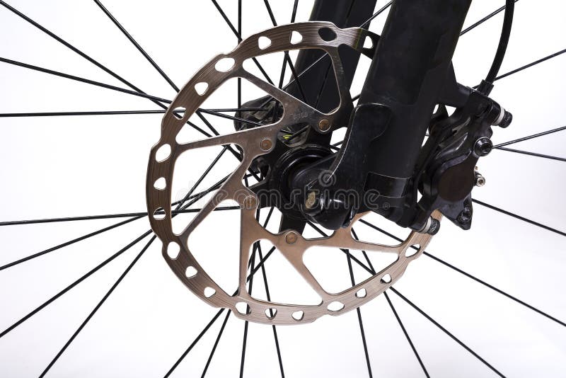 Mountain Bicycle Front Disc Brake on a White Stock Image - Image of ...