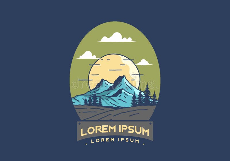 Mountain and the Big Sun Illustration Stock Vector - Illustration of ...