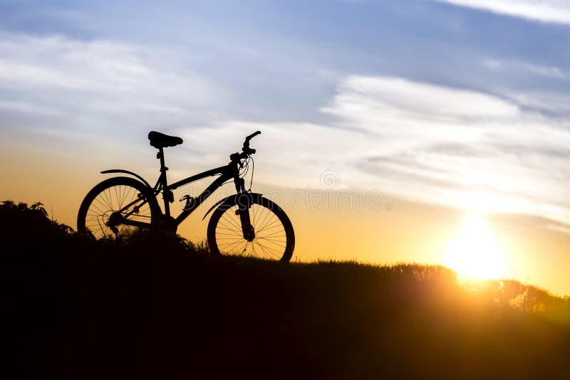 Mountain Bike on the Background of Sunset Stock Photo - Image of ...