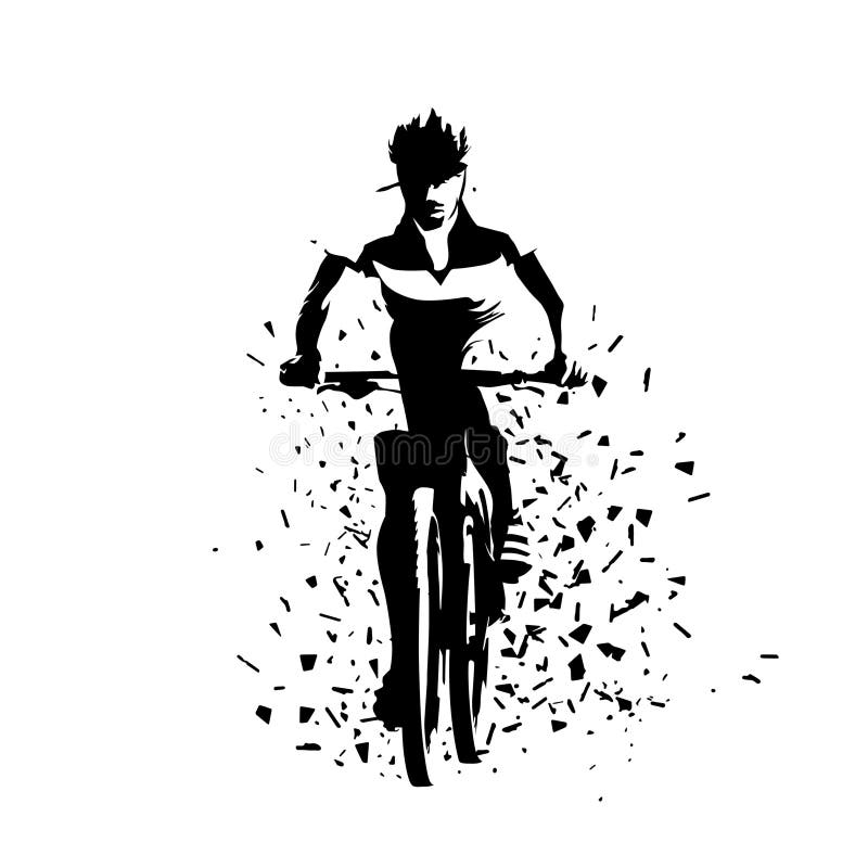 Mountain Bike Cycling, Biker, Front View, Abstract Isolated Vector ...