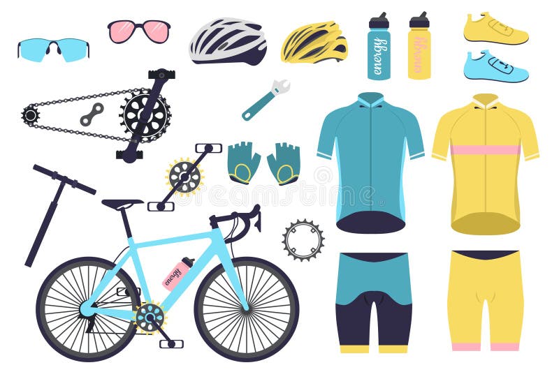 Mountain Bike Parts Set Elements Stock Vector - Illustration of ...