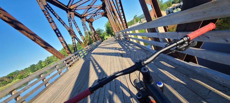 A Mountain Bike on a Railway Bridge Stock Image - Image of mountain ...