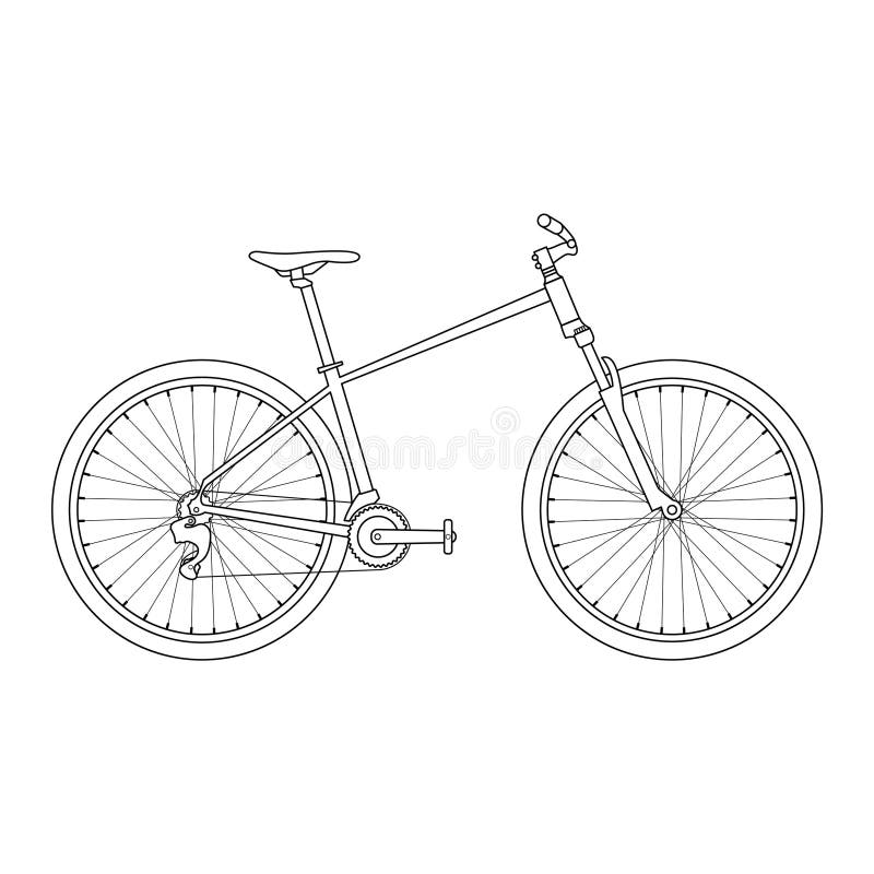 Mountain Bike in Side View Outline Vector Illustration Stock Vector ...