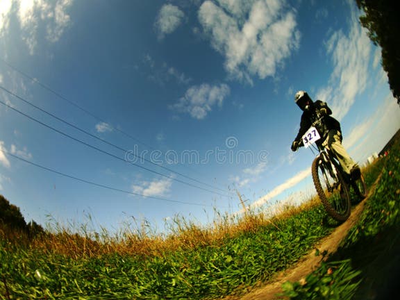 A mountain biker stock image. Image of fast, excitement - 1295029