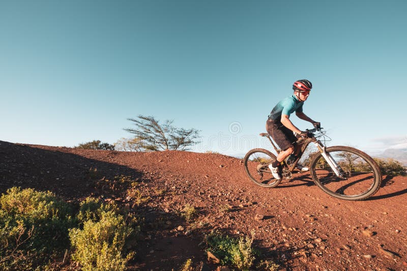 Mountain Biker Riding on a Single Track Stock Photo - Image of athlete ...