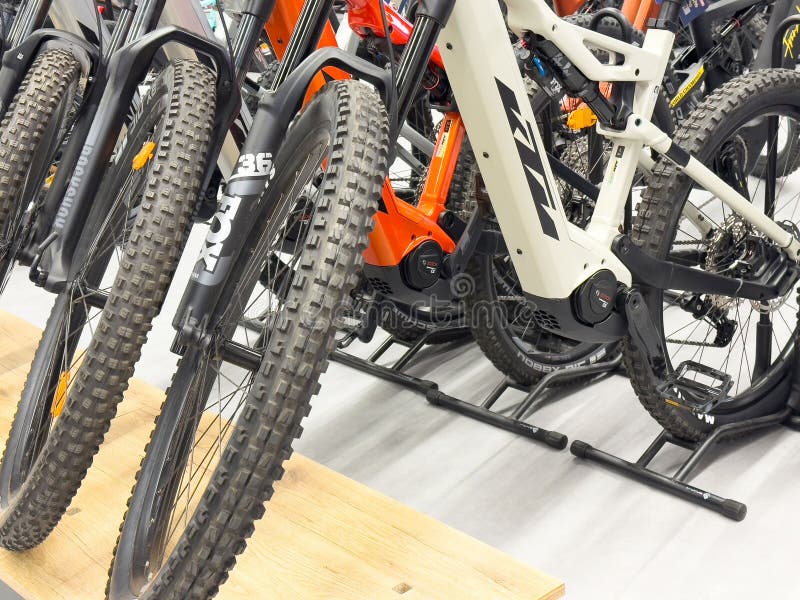 Mountain Bikes Display in Store with Various Models and Features ...