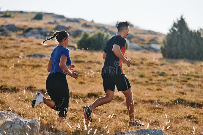 Mountain Bliss: Capturing the Joy of Morning Trail Running Stock Image ...
