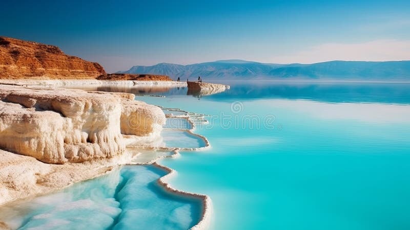 Mountain and the Blue Dead Sea in Israel. Generative AI Stock ...