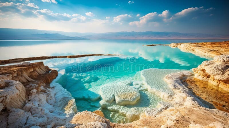 Mountain and the Blue Dead Sea in Israel. Generative AI Stock ...