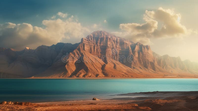 Mountain and the Blue Dead Sea in Israel. Generative AI Stock ...