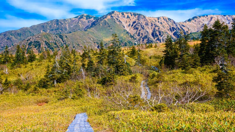 Mountain with Blue Sky in Japan Alpine Route Stock Image - Image of ...