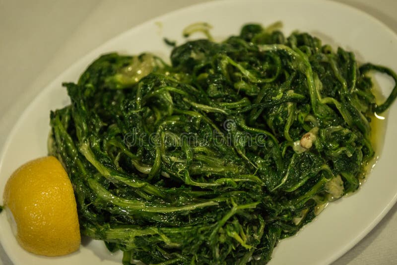 Mountain Boiled Grass - Horta - Atraditional Greek Dish Stock Photo ...