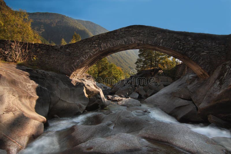 Mountain bridge stock photo. Image of reflection, nature - 21282446