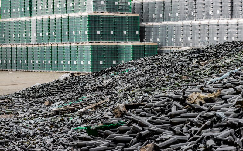 A Mountain of Broken Bottles after a Shell Hit. the Concept of ...