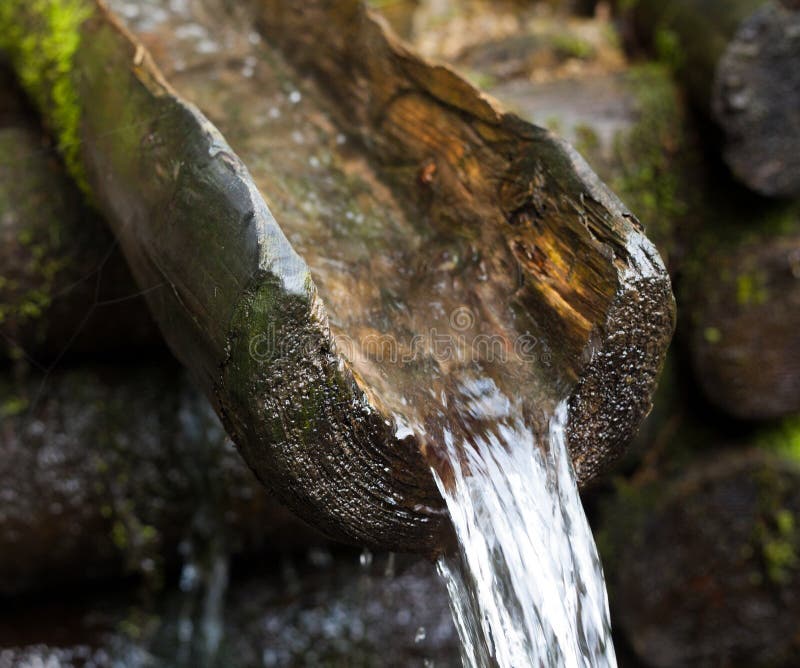Mountain Brook. Wooden Log Well Stock Photo - Image of canal, rural ...