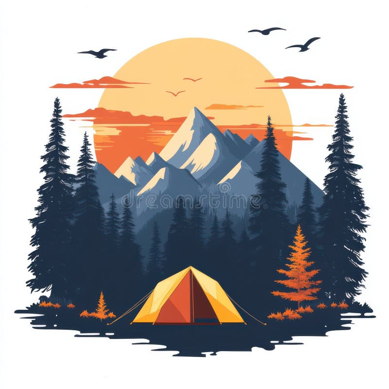Mountain Camping Sunset Adventure Tent Nature Landscape Stock ...