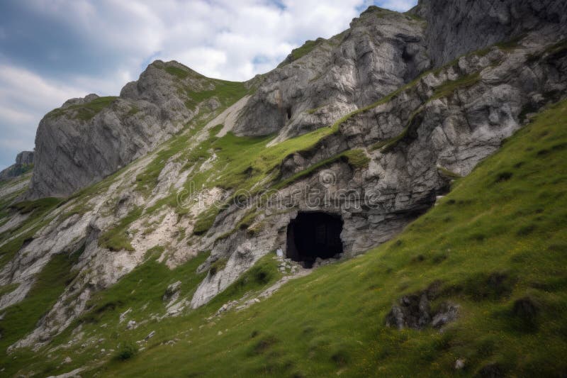 Mountain with Cave-in, Showing the Dramatic Effect of Collapsing Rock ...