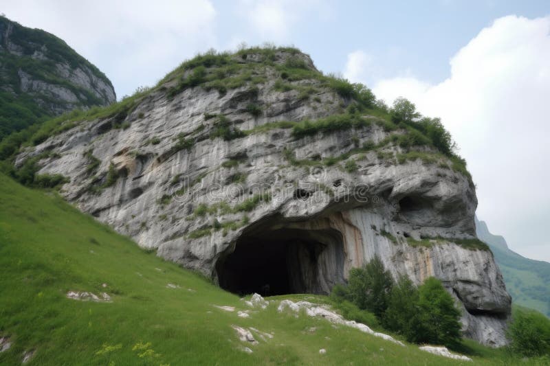 Mountain with Cave-in, Showing the Dramatic Effect of Collapsing Rock ...