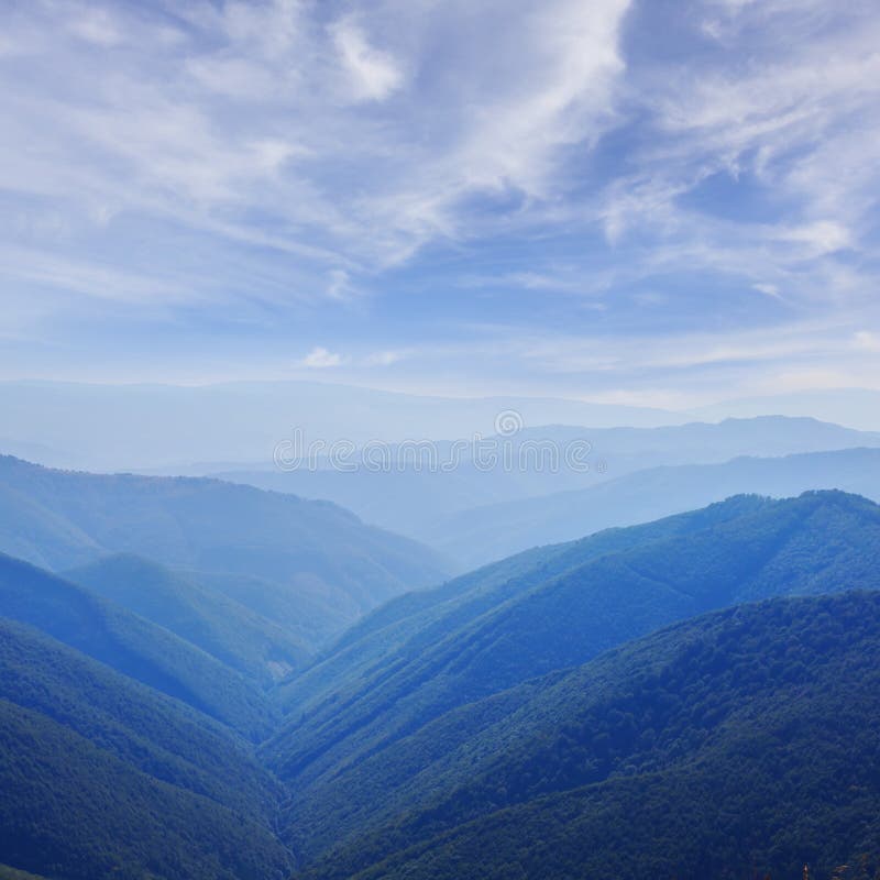 Mountain Chain in Blue Mist Stock Photo - Image of hill, scene: 322618280