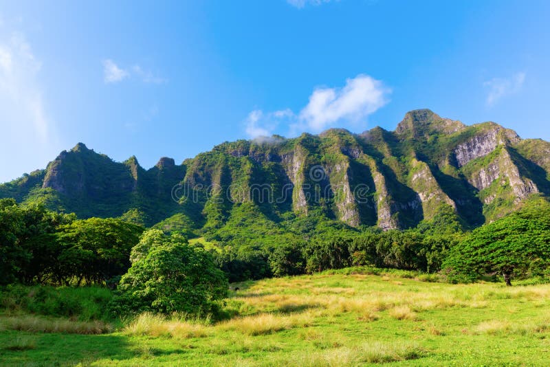 Mountain Chain on Oahu, Hawaii Stock Image - Image of travel ...
