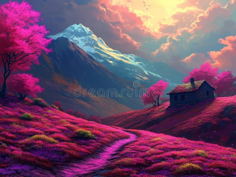 Mountain Charm: Rustic Cabin in Alpine Setting Stock Image - Image of ...