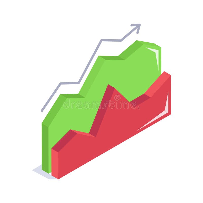 Mountain Chart Isometric Icon, Representing Data Trends, Growth, and ...