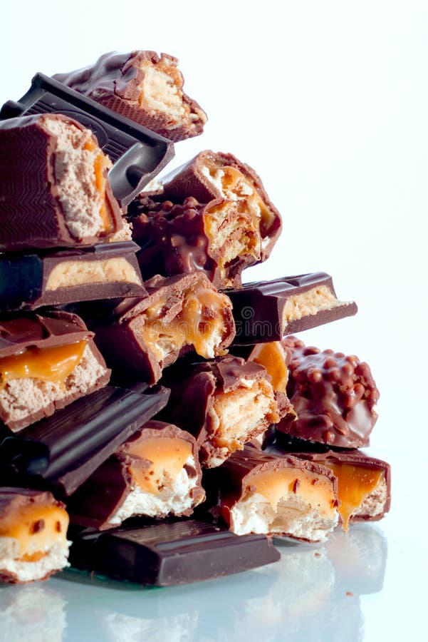 Broken Milk Chocolate Bars Light Blue Background Stock Photos - Free ...