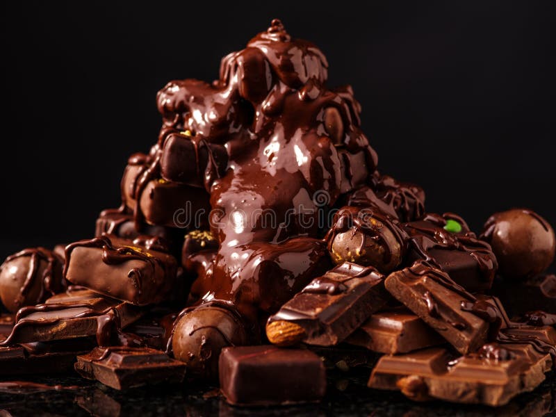 Mountain of Chocolate and Chocolates Candys. Stock Image - Image of ...