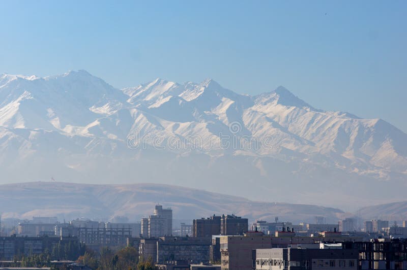A Mountain Bishkek City View Stock Image - Image of white, town: 268913991