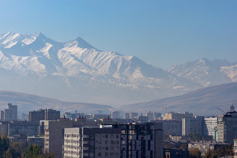 A Huge Mountain Bishkek City View Stock Image - Image of mountain, asia ...