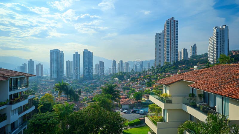 Mountain Cityscape with High-Rise Buildings Stock Image - Image of ...