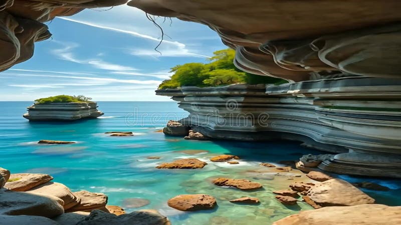 Mountain Cliff Cascading To Beach Stock Video - Video of cliff ...