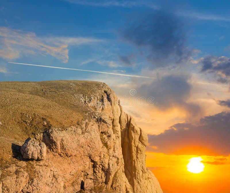 Mountain Cliff at the Sunset Stock Image - Image of spring, slope ...