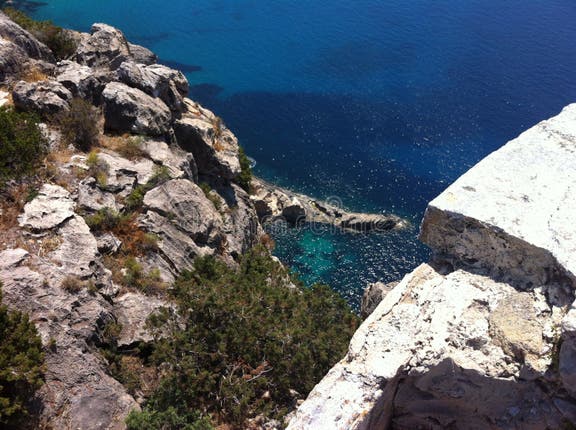 Mountain Cliff Overlooking Water Stock Photo - Image of horizon ...