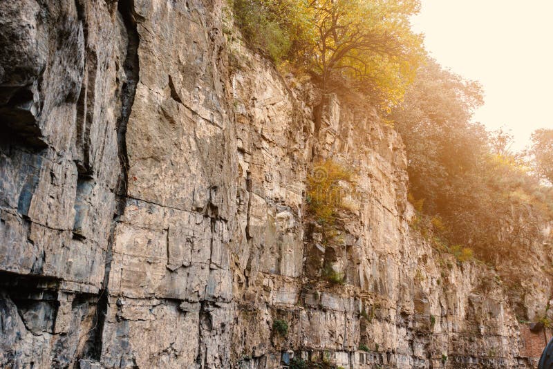 Mountain Cliff. Rock Formation with Tectonic Plates Stock Photo - Image ...