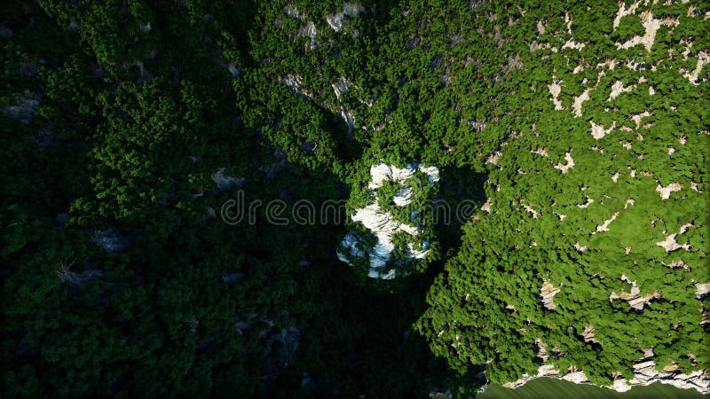 Mountain Cliffs with Trees. Fantasy Landscape. 3d Rendering. Stock ...