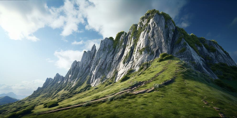 Mountain Top View Rocky Slopes and Valleys Stock Illustration ...