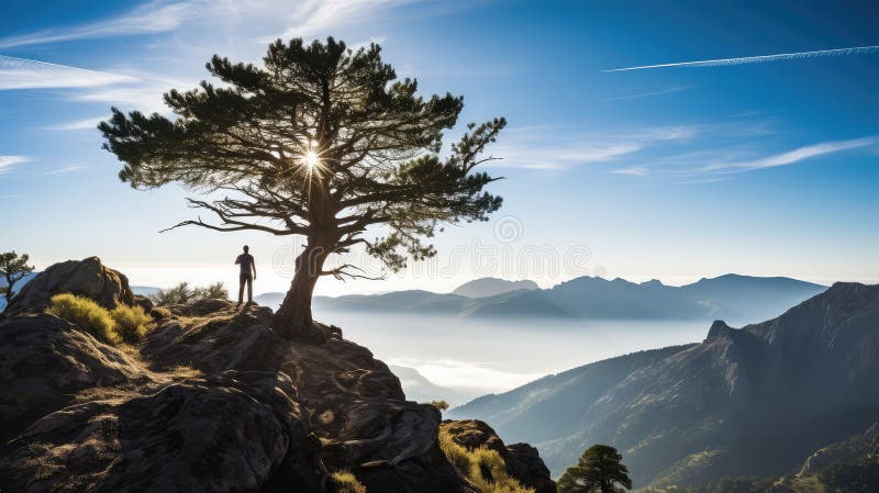 Mountain climb tree stock illustration. Illustration of adventure ...