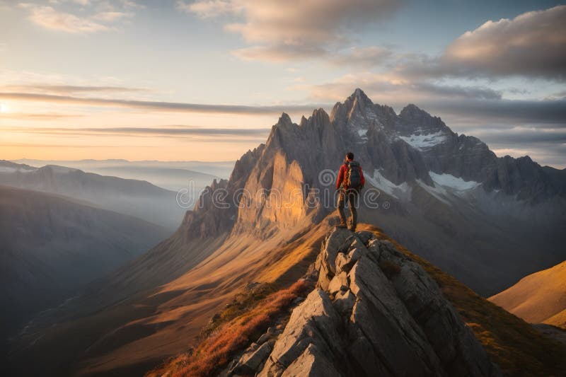 A Mountain Climber with His Tools Stock Image - Image of cloud ...