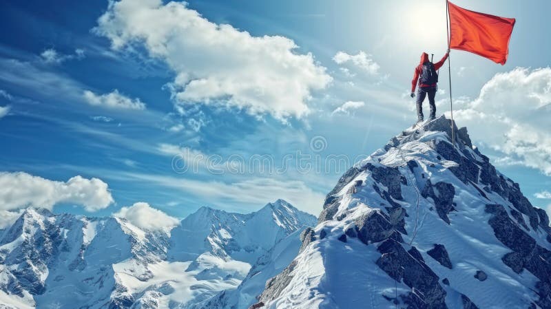A Mountain Climber Reaching the Summit, Stock Illustration ...