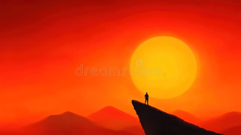 Mountain Climbers Conquer the Sunset: Silhouette of Adventurous ...