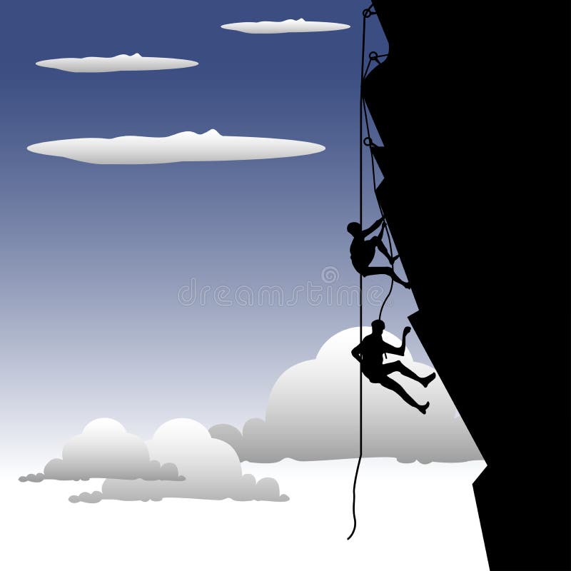 Continuous Line Drawing of People Hiking Climb a Mountain Peak. he ...