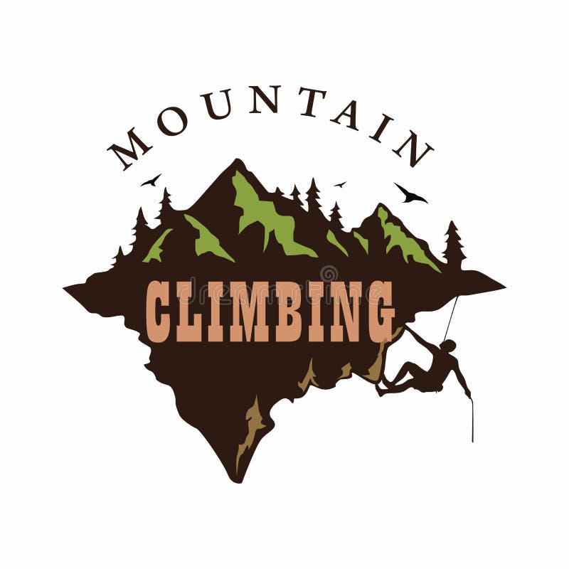 Mountain Climbing Black and White Logo Vector Design Stock Vector ...