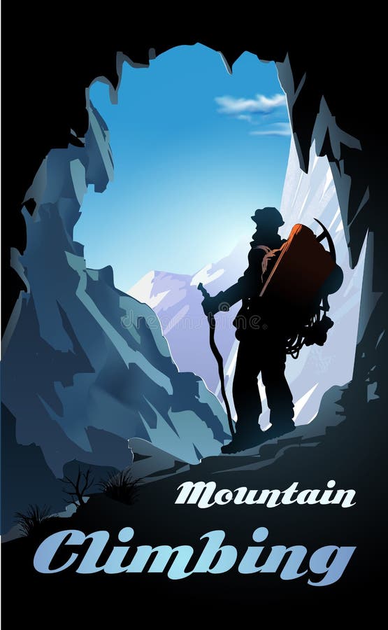 Mountain climbing poster stock vector. Illustration of landscape - 76105903